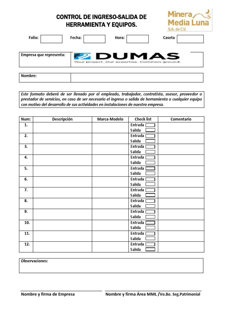 Mml -Formato Control de Ingreso-salida de Herramienta y Equipos