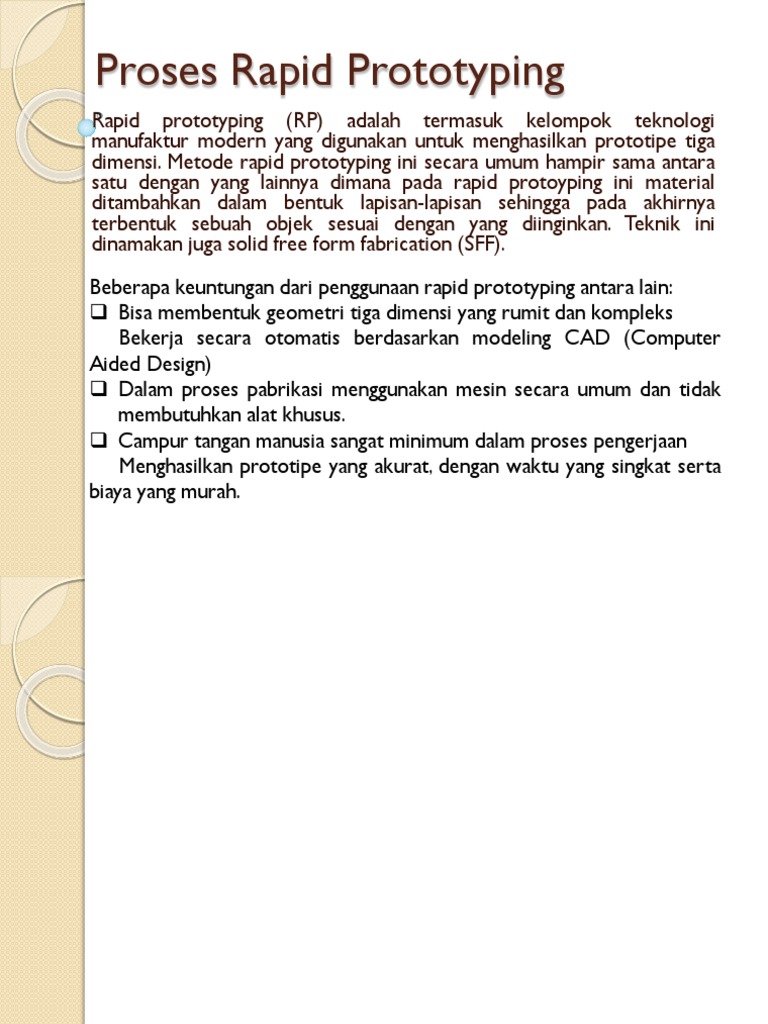 Proses Rapid Prototyping | PDF
