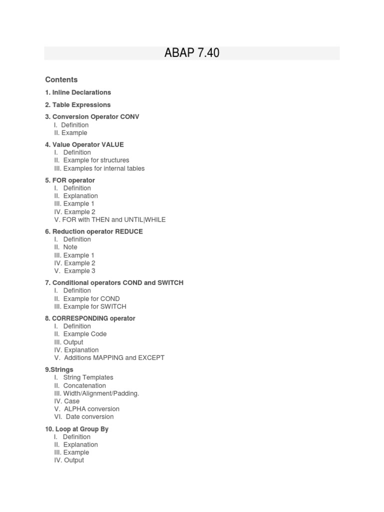Sap 74 Abap Inline Coding Pdf Database Index String Computer Science