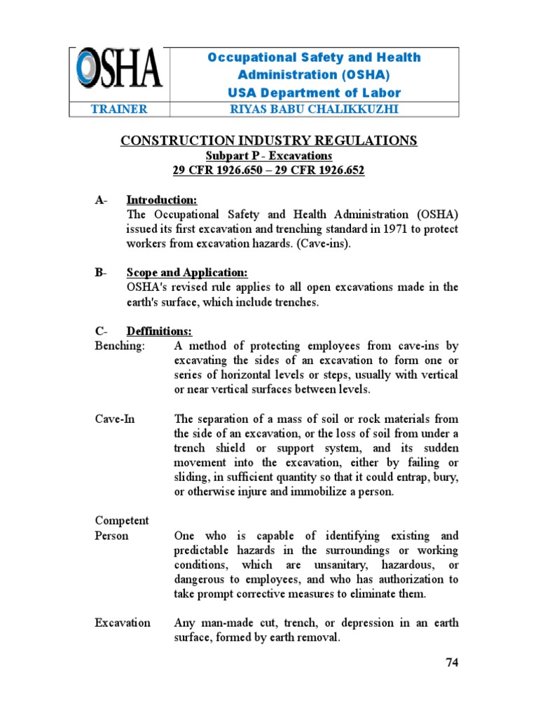 Protecting Workers in Excavations: An Overview of OSHA's Trenching and ...