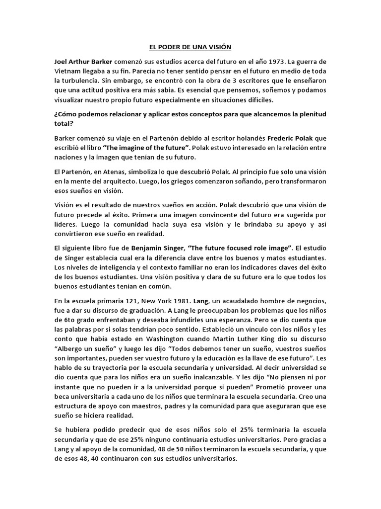 El Poder de Una Vision - Gestion Empresarial | PDF | Imagen | Liderazgo