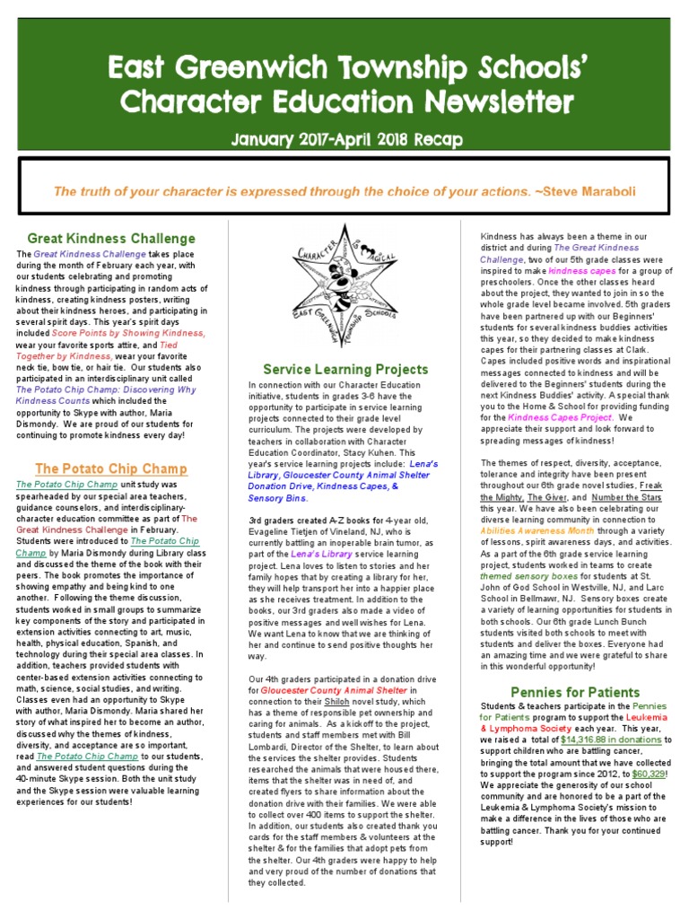 Great Kindness Challenge: The Potato Chip Champ | PDF | Students ...