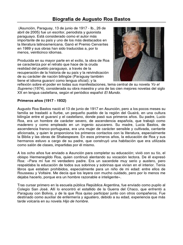 Biografía de Augusto Roa Bastos