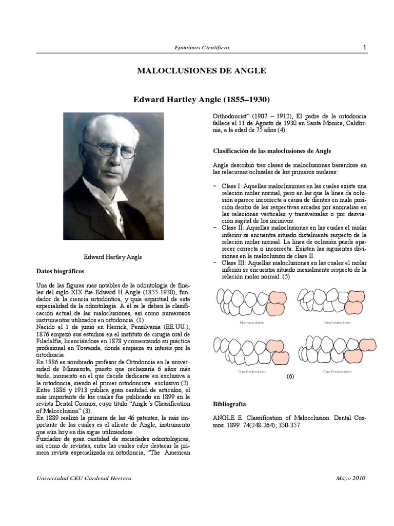 Eponimo Angle PDF | PDF | Ortodoncia | Odontología