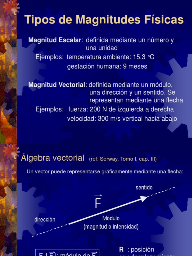 Tipos de Magnitudes Físicas: Magnitud Escalar: Definida Mediante Un ...