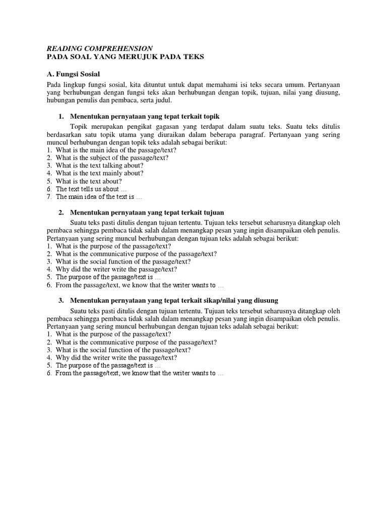 Tips Menjawab Soal Reading Comprehension | PDF