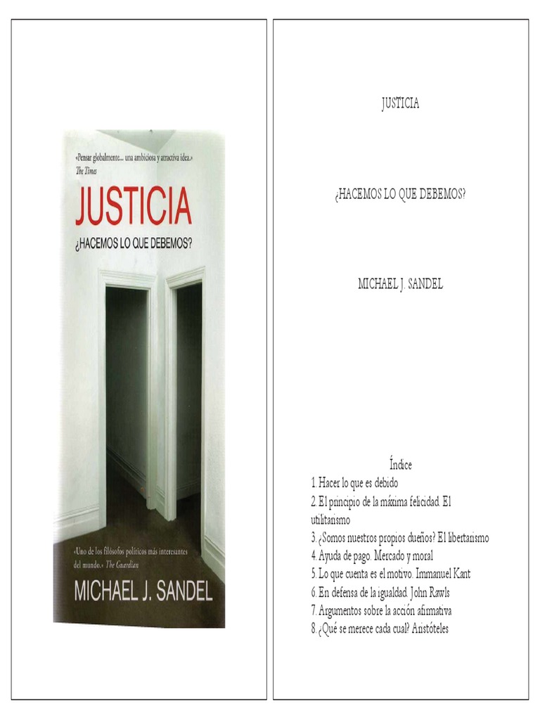 SANDEL Michael - Justicia. Cap. 1, Hacer Lo Que Es Debido Pp. 3 - 48 | PDF | Justicia | Crimen y ...