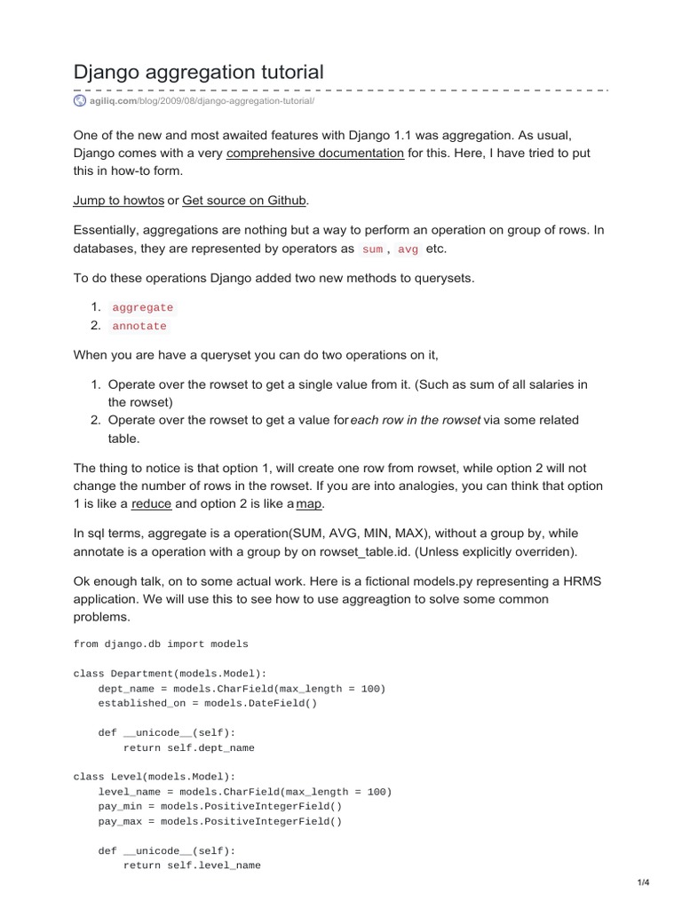 Django Aggregation Tutorial | PDF | Information Retrieval | Databases