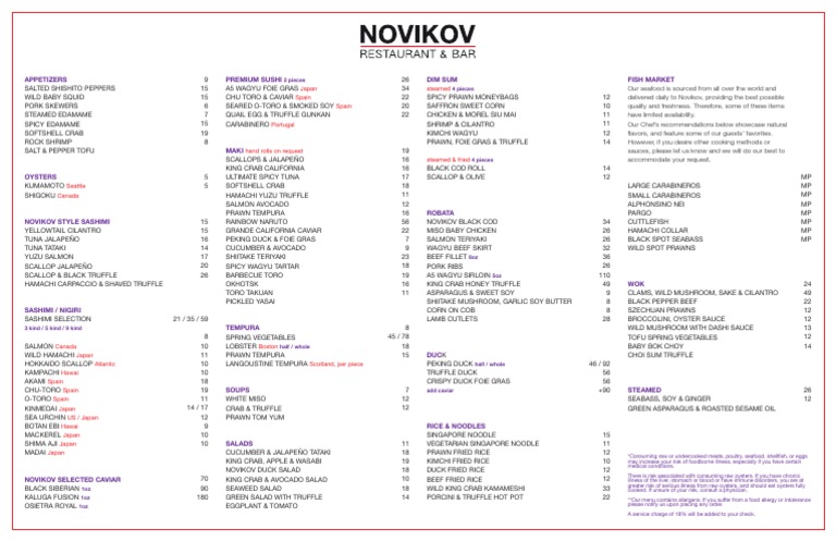 Novikov Miami Menu | PDF