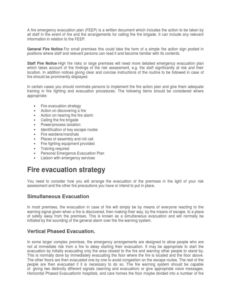 Fire Emergency Evacuation Plan Guide | PDF | Firefighting | Emergency ...