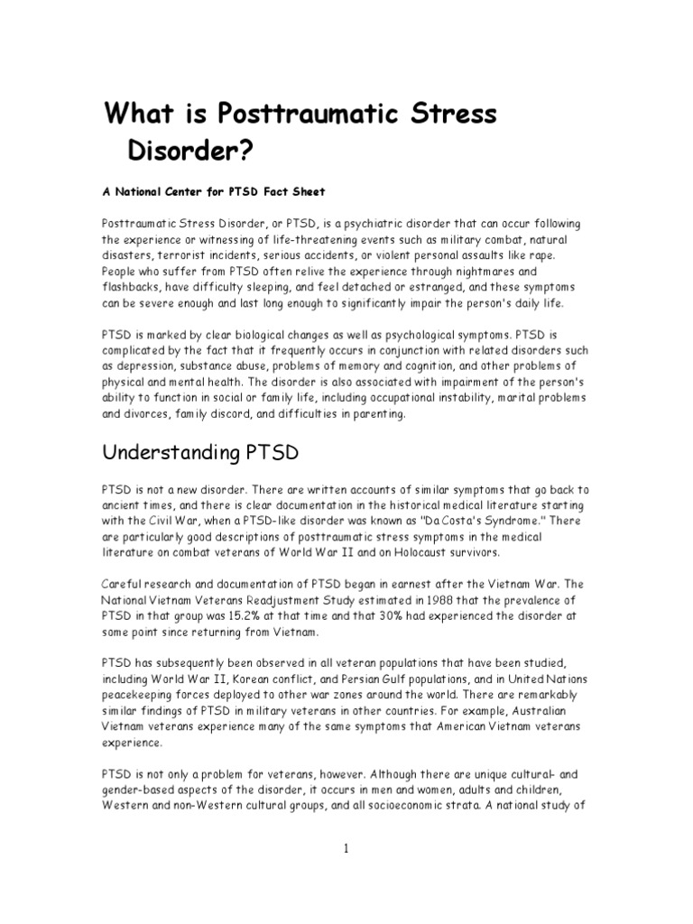 What Is Post Traumatic Stress Disorder | PDF | Posttraumatic Stress Disorder | Psychological Trauma