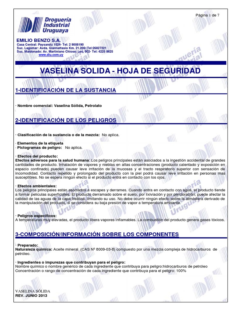 Vaselina Solida | PDF | Dióxido de carbono | Agua