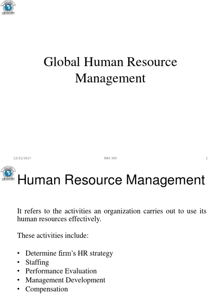 Global Human Resource Management | PDF | Human Resource Management ...