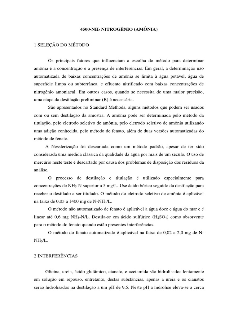 Nitrogênio Amonia Nh3a Nh3b Nh3c Nh3f | PDF | Titulação | Química