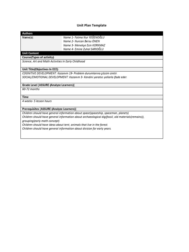 Unit Plan Template | PDF