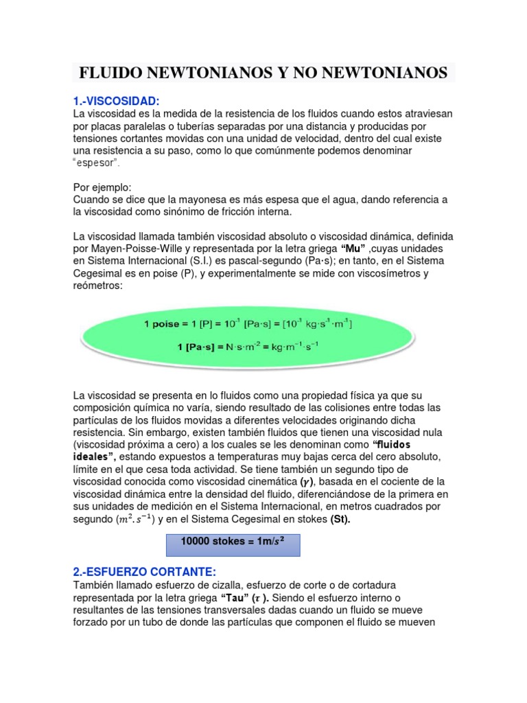 Fluidos Newtonianos y No Newtonianos | PDF | Viscosidad | Fluido