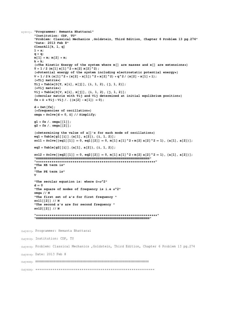 Goldstein Solution Chapter 6 Prob 13 PG 274 PDF | PDF | Modern Physics ...