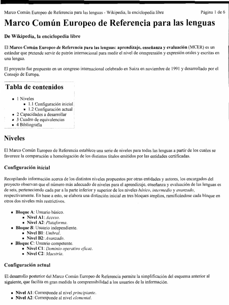 Marco Común Europeo de Referencia para Las Lenguas Mcer | PDF ...