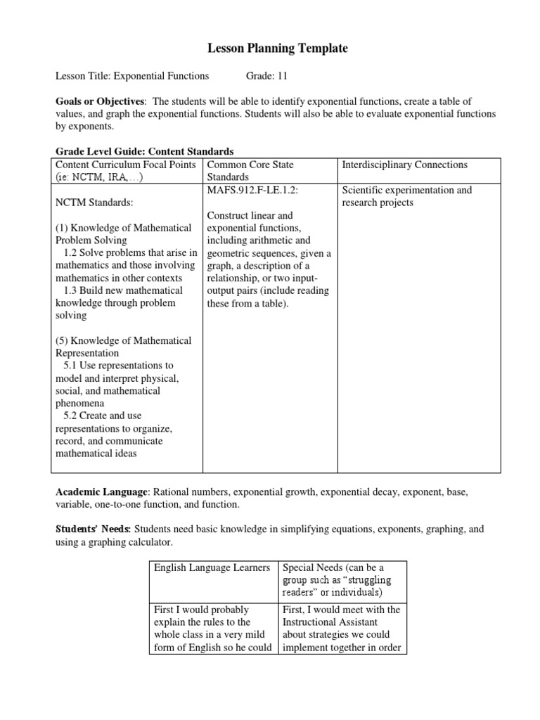 Lesson Planning Pre-Calc | PDF | Function (Mathematics) | Exponential ...