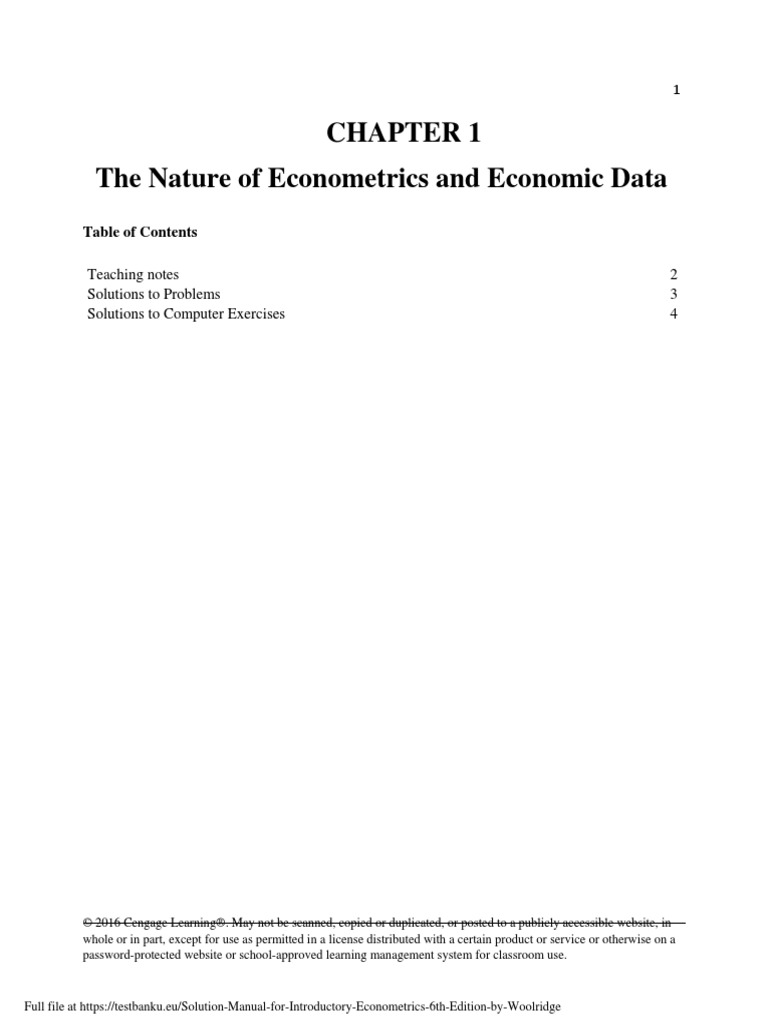 Solution Manual For Introductory Econometrics 6th Edition by Woolridge | PDF | Experiment ...