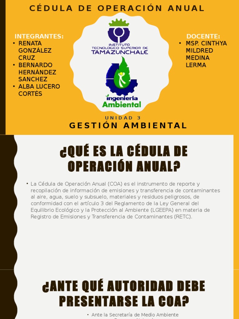Cédula de Operación Anual | Residuos | Contaminación