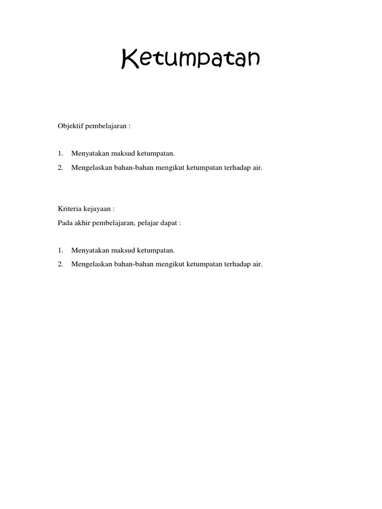 Aktiviti Ketumpatan | PDF