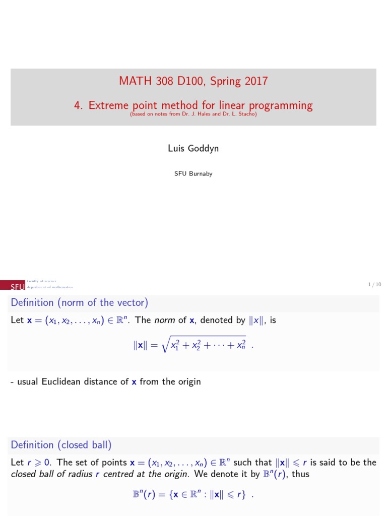 Extreme Point Method For Linear Programming PDF | PDF | Operations ...