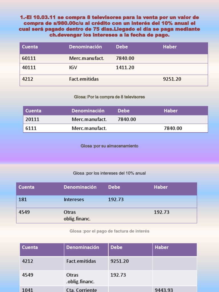 Practica de Contabilidad Modelo de Asientos Contables | PDF | Devengo | Bancos