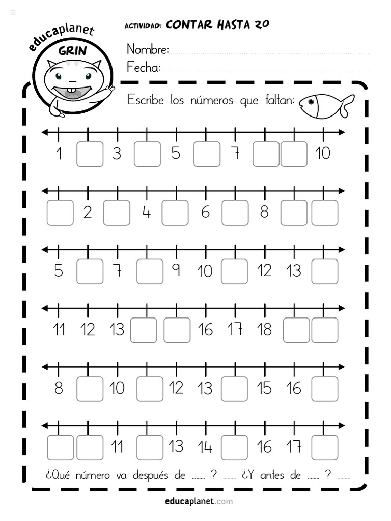 Recta Numerica Sumas 10