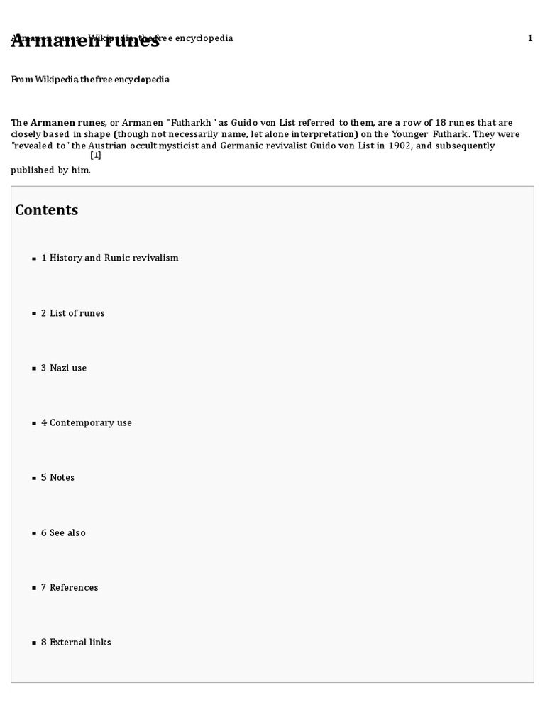 Armanen Runes - Wikipedia, The Free Encyclopedia | PDF | Germanic ...
