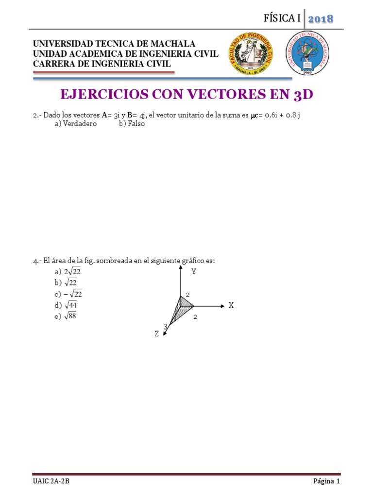 Ejercicios de Vectores en 3D | PDF | Vector Euclidiano | Geometría