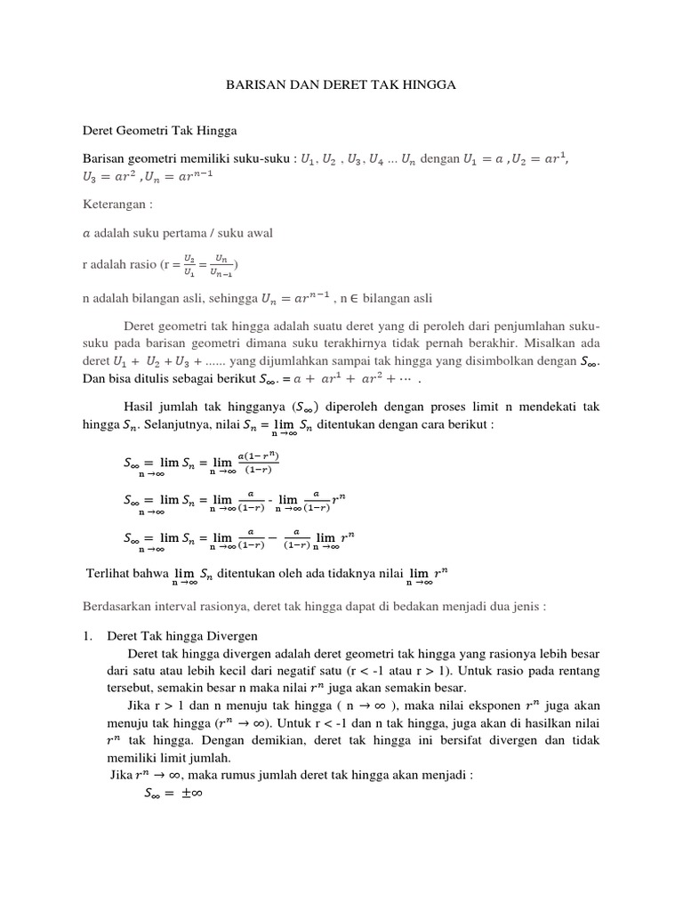 Barisan Dan Deret Tak Hingga | PDF | Metode & Bahan Ajar