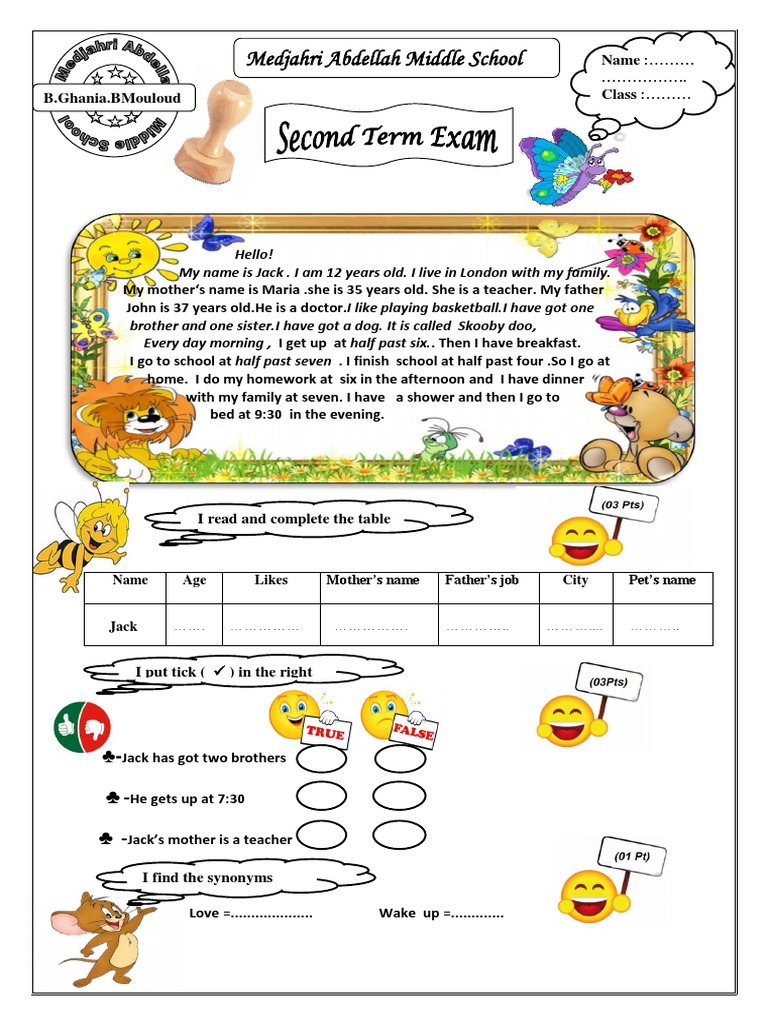 1MS - Second Term Exam - DAily Routine - 2ng Generation 2017 - by ...