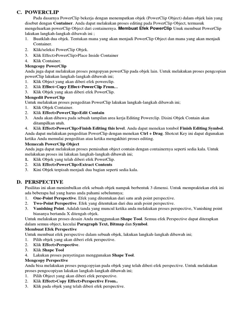 Materi Corel Draw Powerclip Perspective | PDF | Perspective (Graphical ...