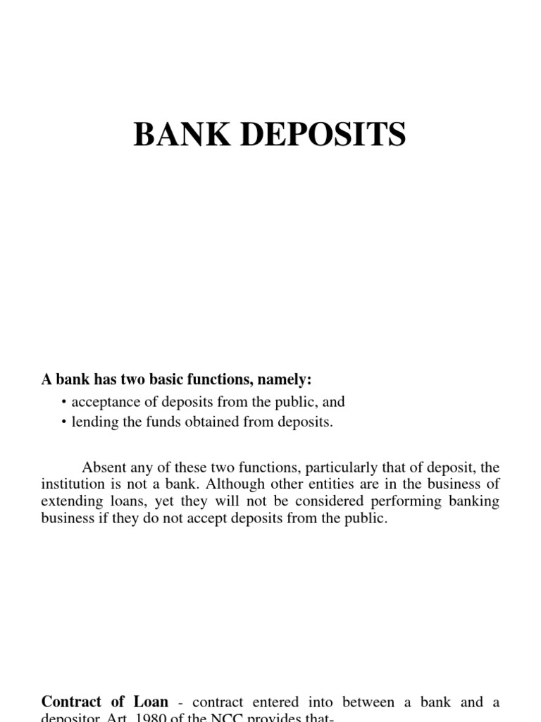 Bank Deposits | Deposit Account | Banks