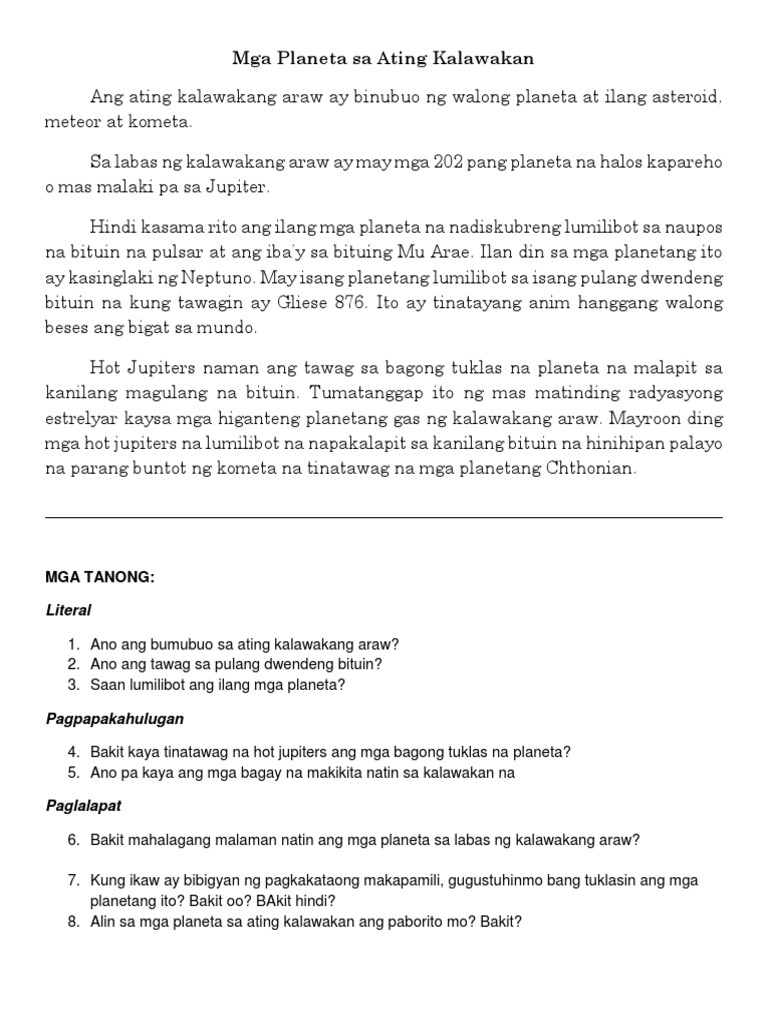 Phil-Iri Reading Materials Grade 7 | PDF | Science & Mathematics