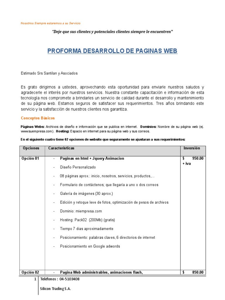 Proforma Web | PDF | Página web | Internet