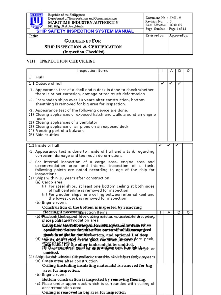 Viii - Inspection Checklist 2 | PDF | Oil Tanker | Ships