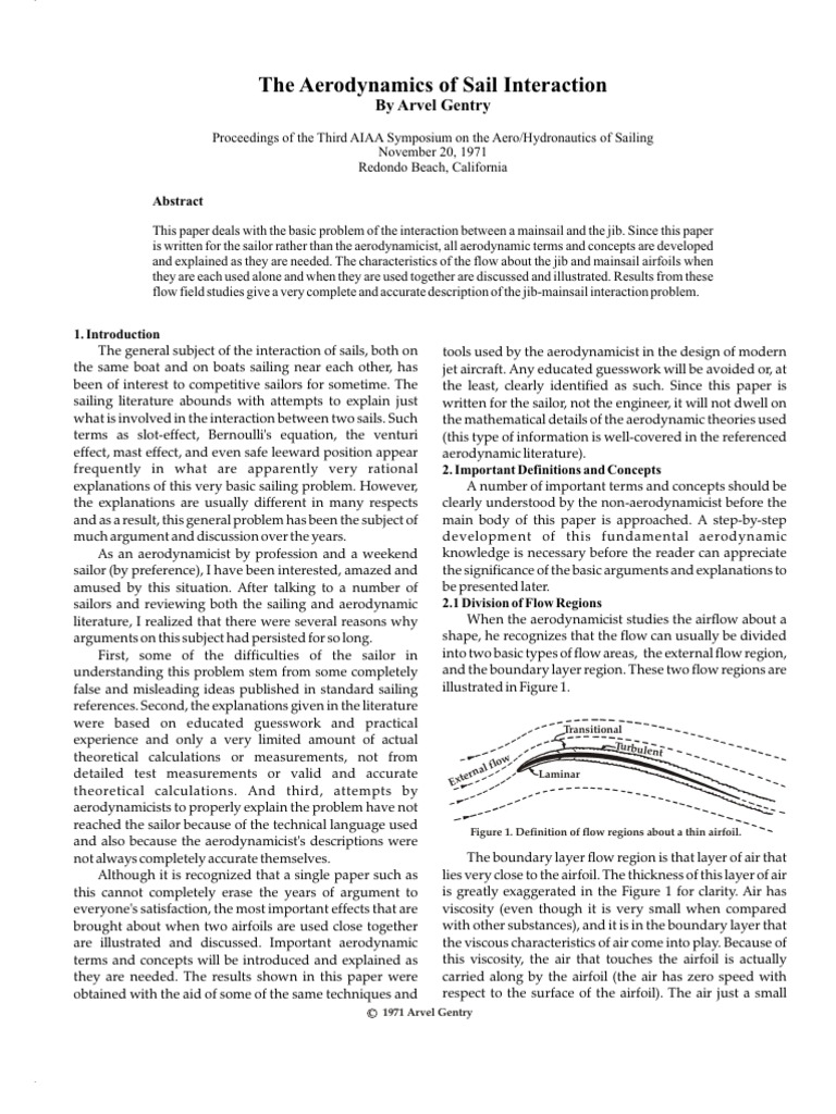 Sail Interaction Aerodynamics Explained | PDF | Lift (Force) | Boundary ...