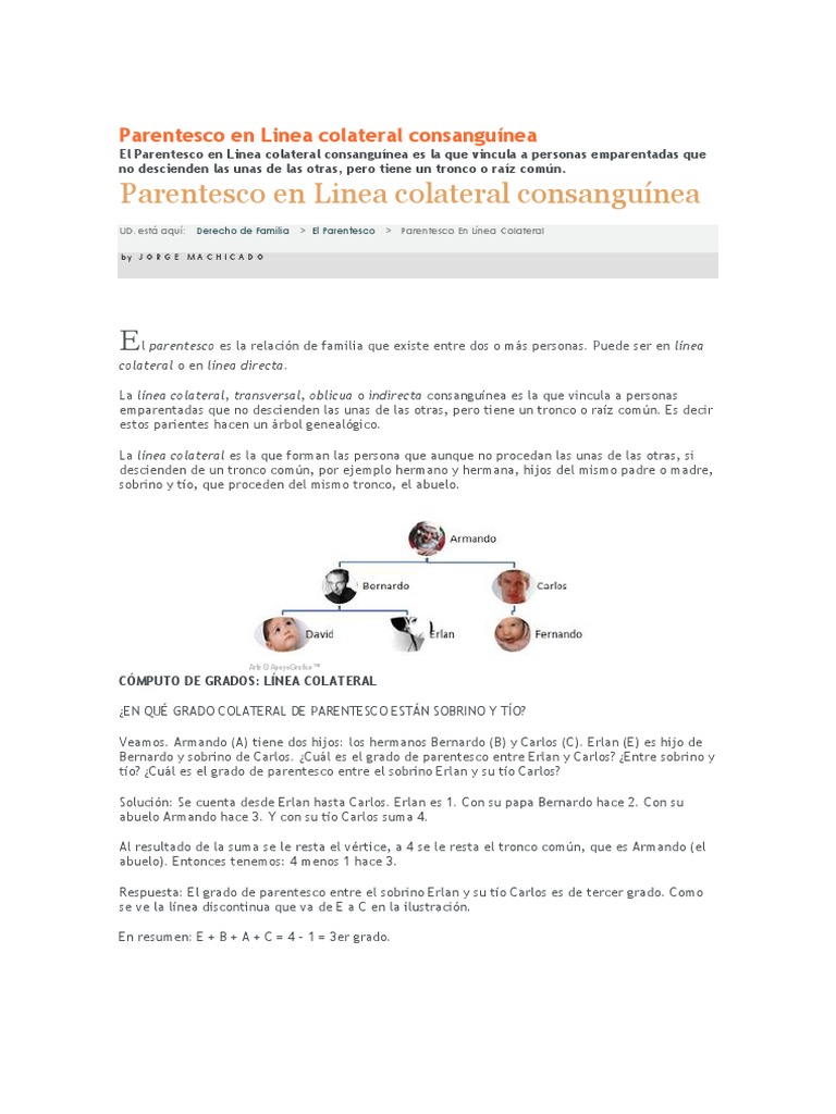Parentesco en Linea Colateral Consanguínea | PDF | Parentesco ...