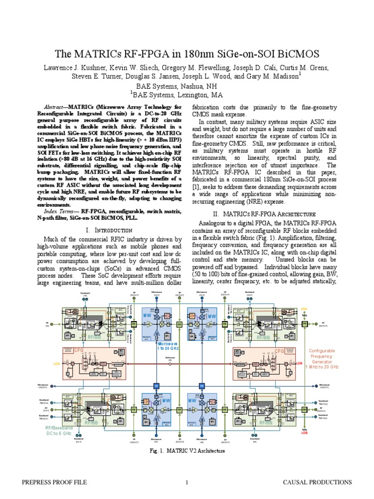 MATRICs RF-FPGA in 180nm SiGe BiCMOS | PDF | Integrated Circuit ...