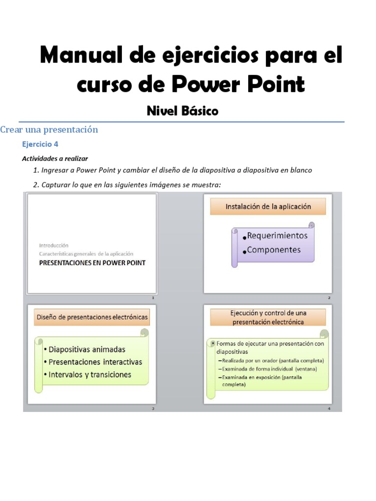 Manual de Ejercicios de Power Point | PDF