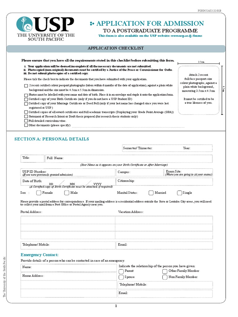 Postgraduate Admission Application Form | PDF | Postgraduate Education | Doctor Of Philosophy