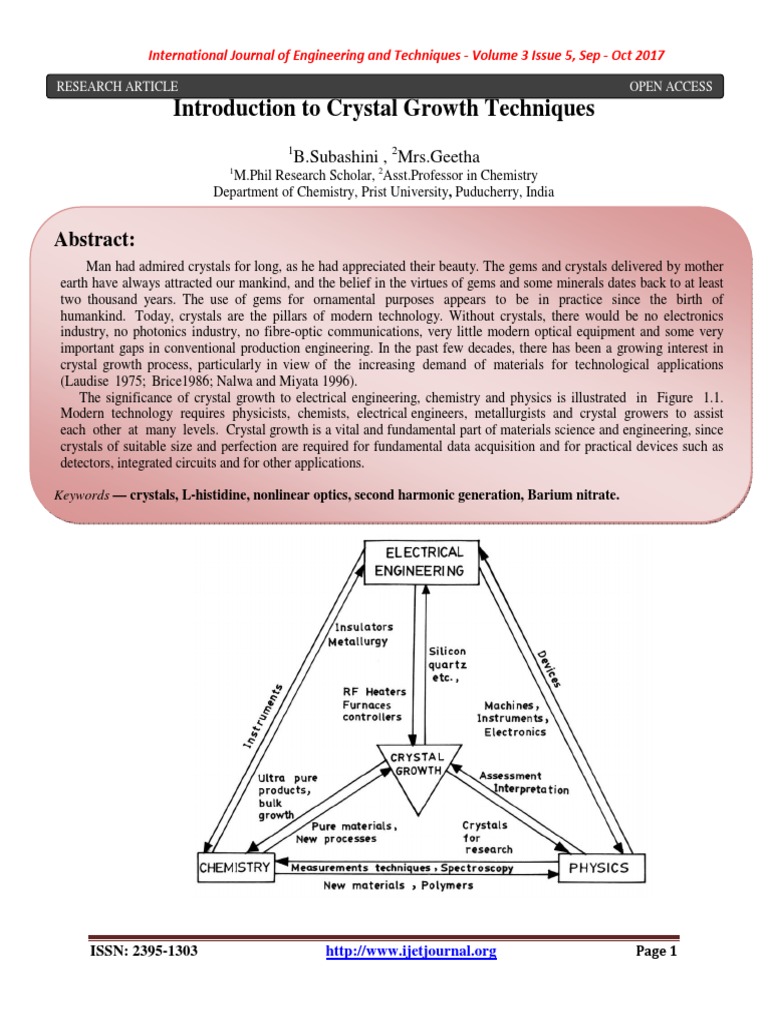 Introduction To Crystal Growth Techniques: Abstract | PDF ...