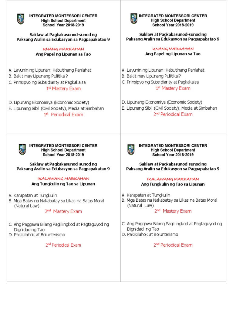 ESP 9 Scope and Sequence | PDF