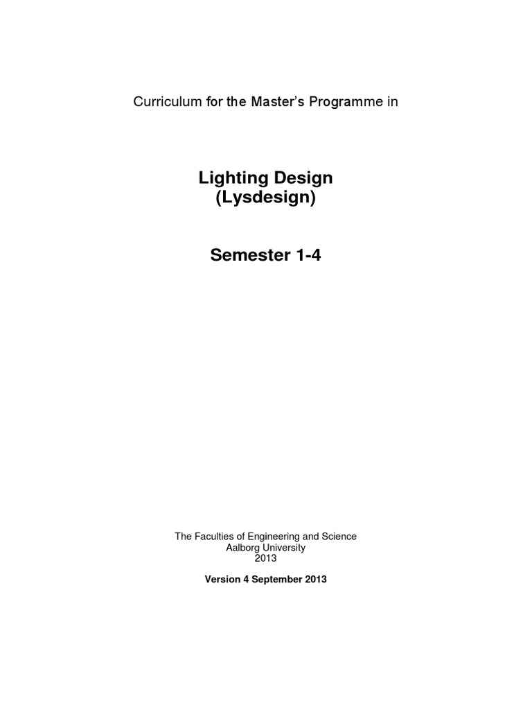 Curriculum Lighting Design 09-10-13 | PDF | Master's Degree | Design