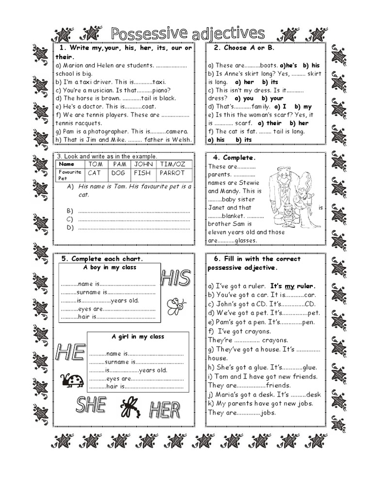 Possessive Adjectives Fun Activities Games - 417 | PDF | Art
