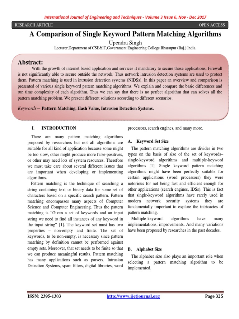 A Comparison of Single Keyword Pattern Matching Algorithms: Abstract | PDF | Algorithms And Data ...