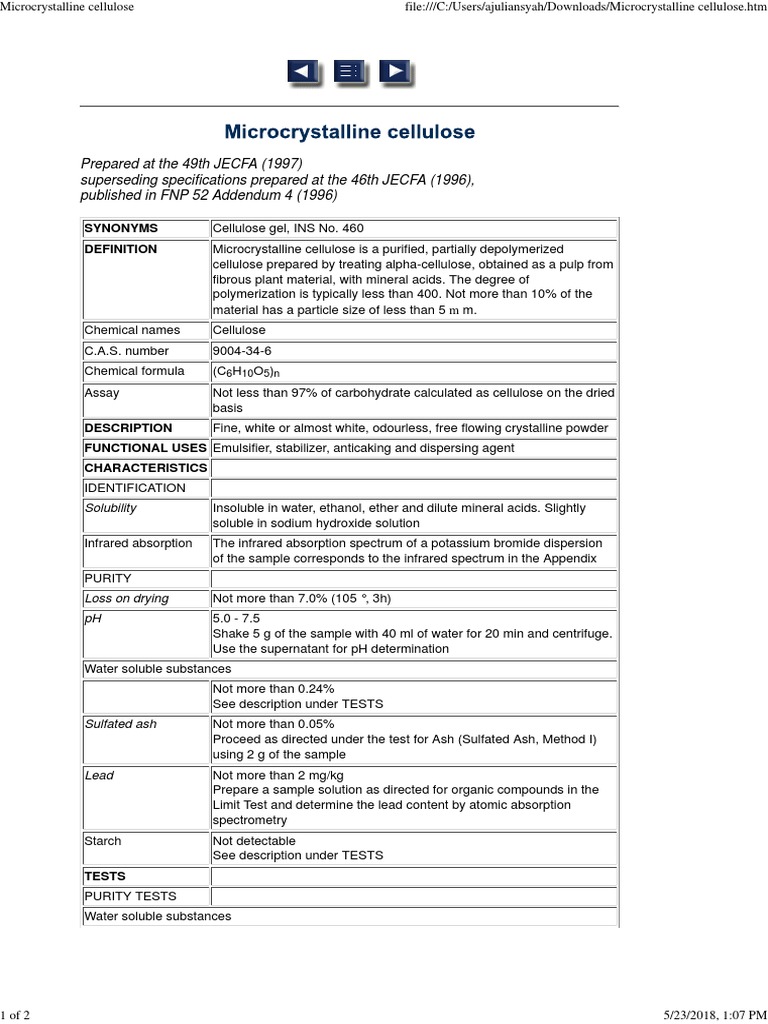 Microcrystalline Cellulose Properties and Uses | PDF | Cellulose ...