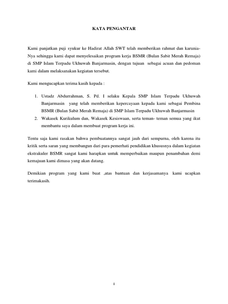 Daftar Isi Program Kerja | PDF